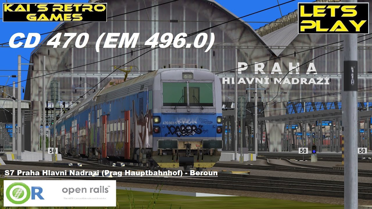"Open Rails" CD 470 / S7 Praha hl n. - Beroun - YouTube
