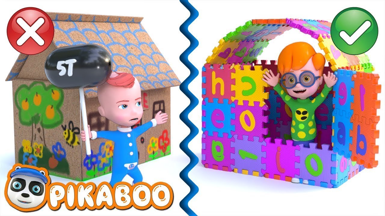 URI, OTIS & MONKEY BUILDS ABC PLAYHOUSE | Cartoon for Kids | Pretend ...