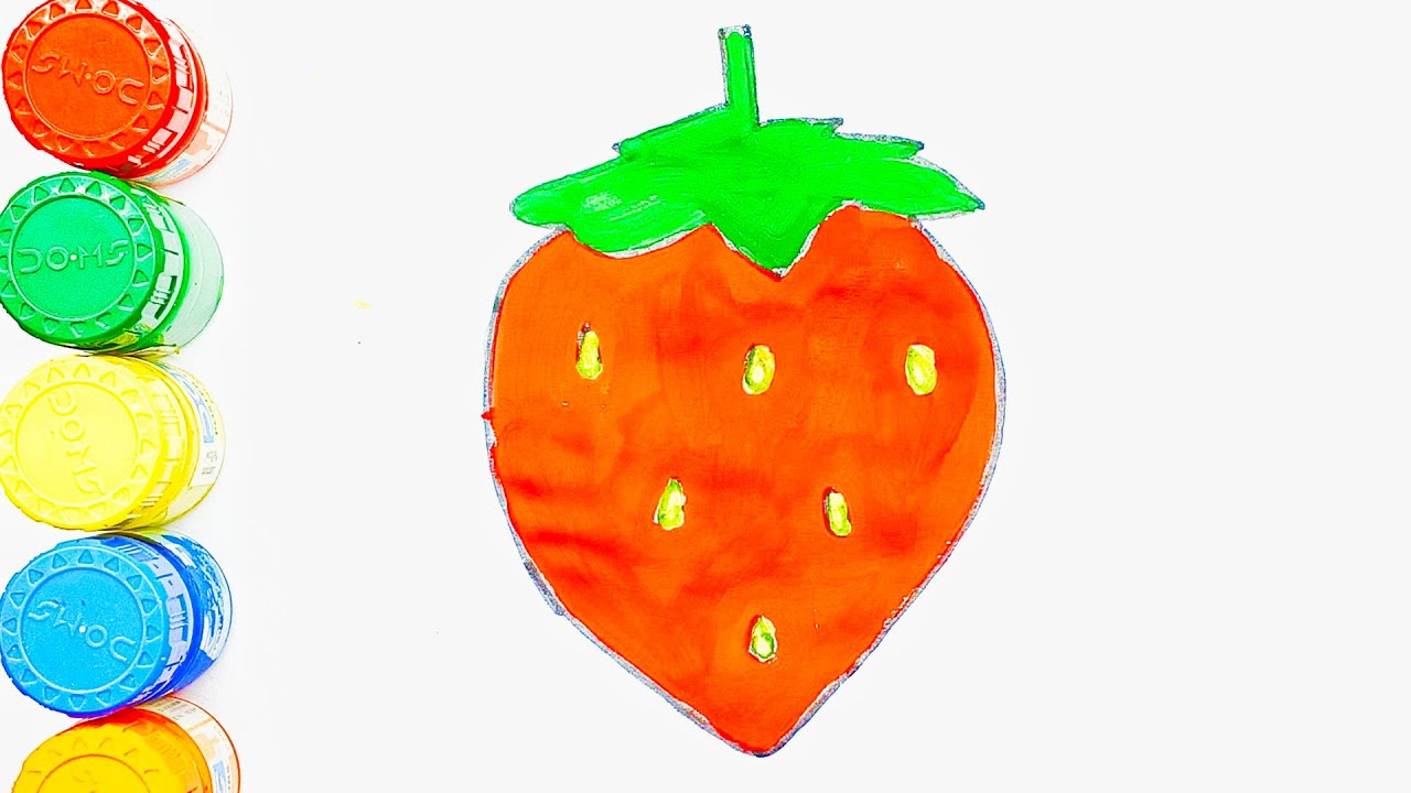 How To Draw strawberry🍓drawing // And Colour Painting Chitra // step by ...