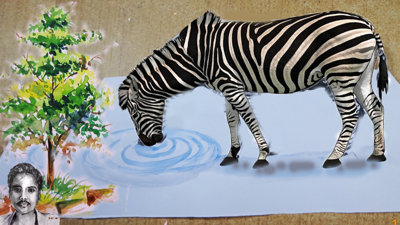 How to Draw a Zebra | 3D zebra drawing - YouTube