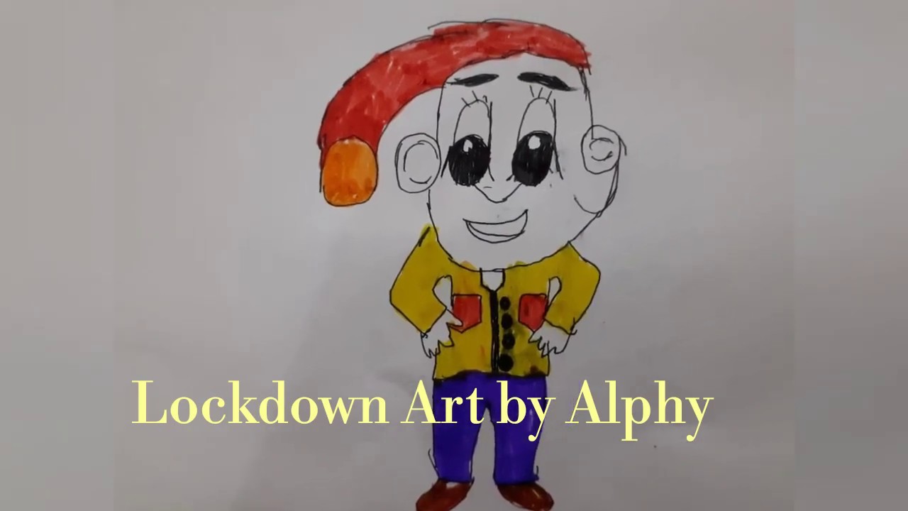 How to draw the fictional character Noddy with english alphabets | step ...