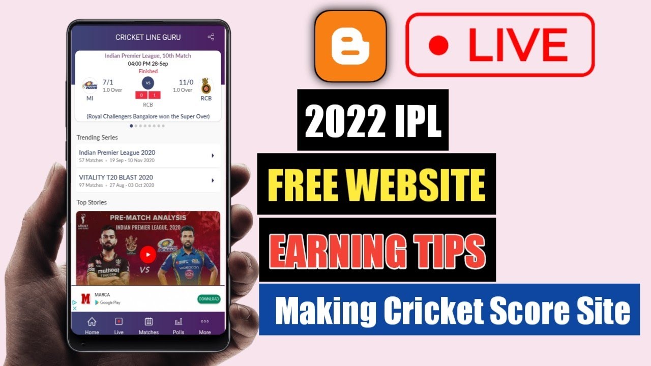 Live Scrore Free Content IPL Website | ipl website kaise banaye | How ...