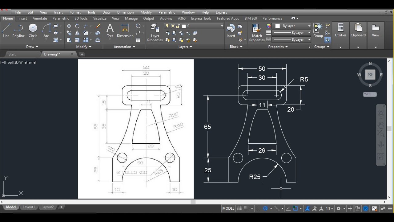 Tutorial AutoCad Pemula Gambar Teknik 2D 26 - YouTube