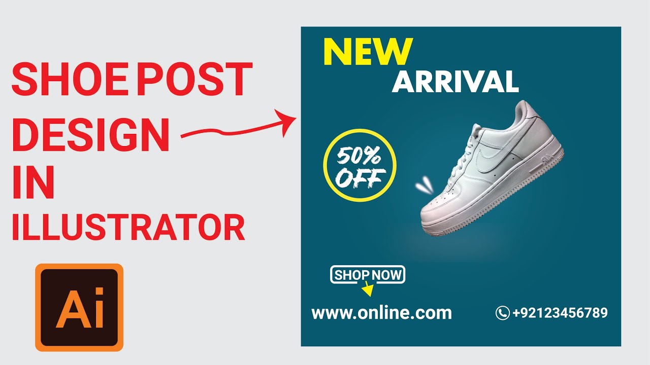 Shoe poster design in adobe illustrator Tutorial | Adobe Illustrator ...