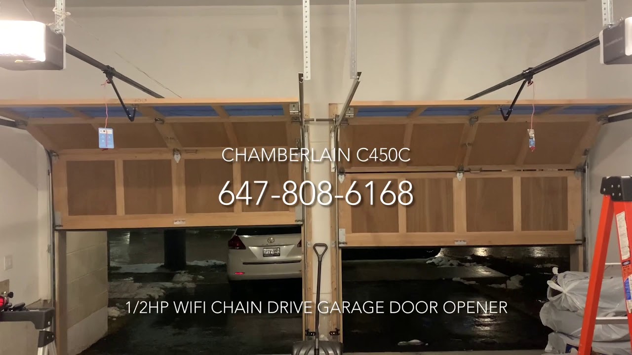Chamberlain C450C ½ HP Durable Chain Drive Wifi Garage Door Opener ...