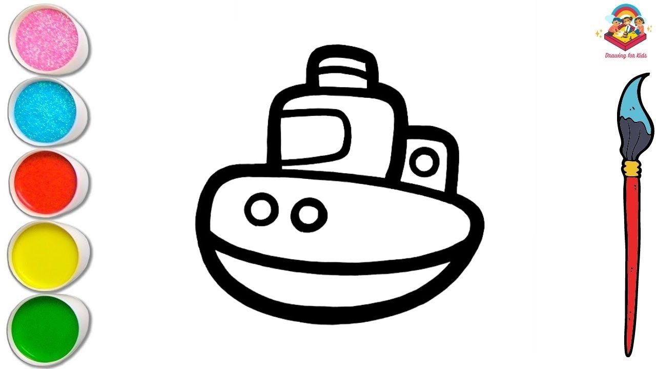 Ship Drawing, Painting and Coloring for Kids, Toddlers | How to Draw ...