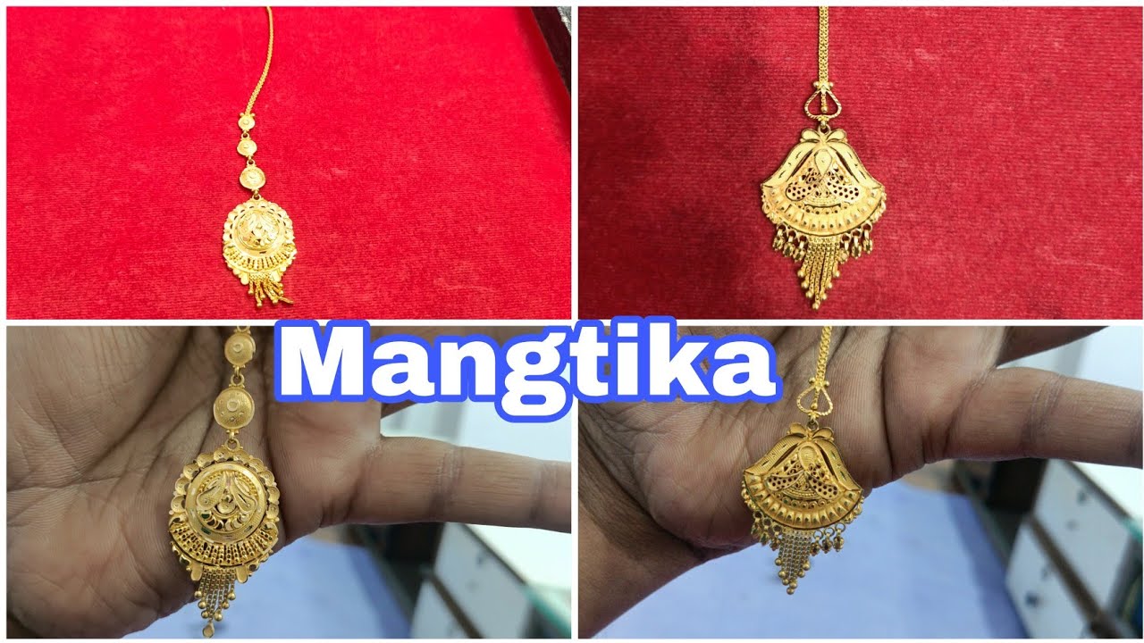 Latest Gold Mangtika design with weight and price! Bridal jewellery ...