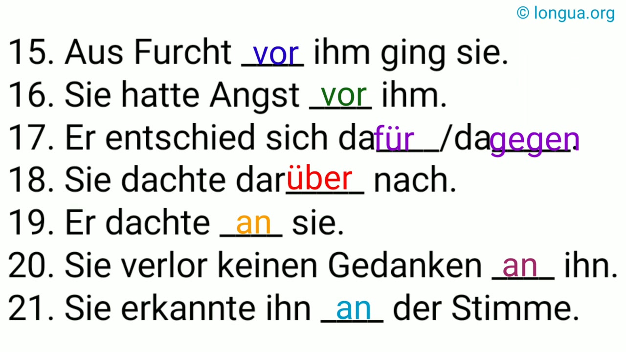 Verb mit Präposition, Phrasal Verb, sprechen gegen, mit über, schicken ...