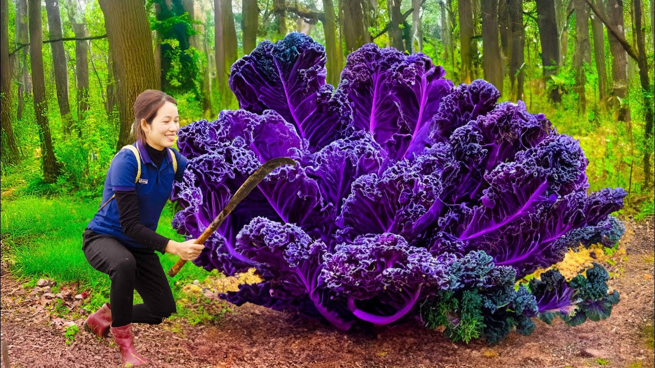 Harvesting Giant Purple Kale and Taking It to Market | Incredible ...