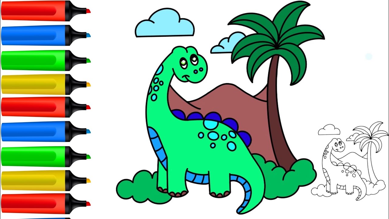 How to draw a dinosaur ? | Cute coloring books| Sevimli dinazor nasıl ...