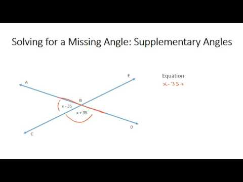 Solving for a Missing Angle Supplementary Angles, One Step Equation ...