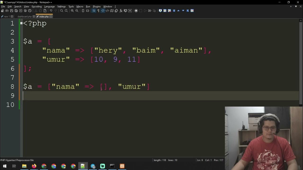 belajar php part 13 - multi dimensional array dan for loop - YouTube