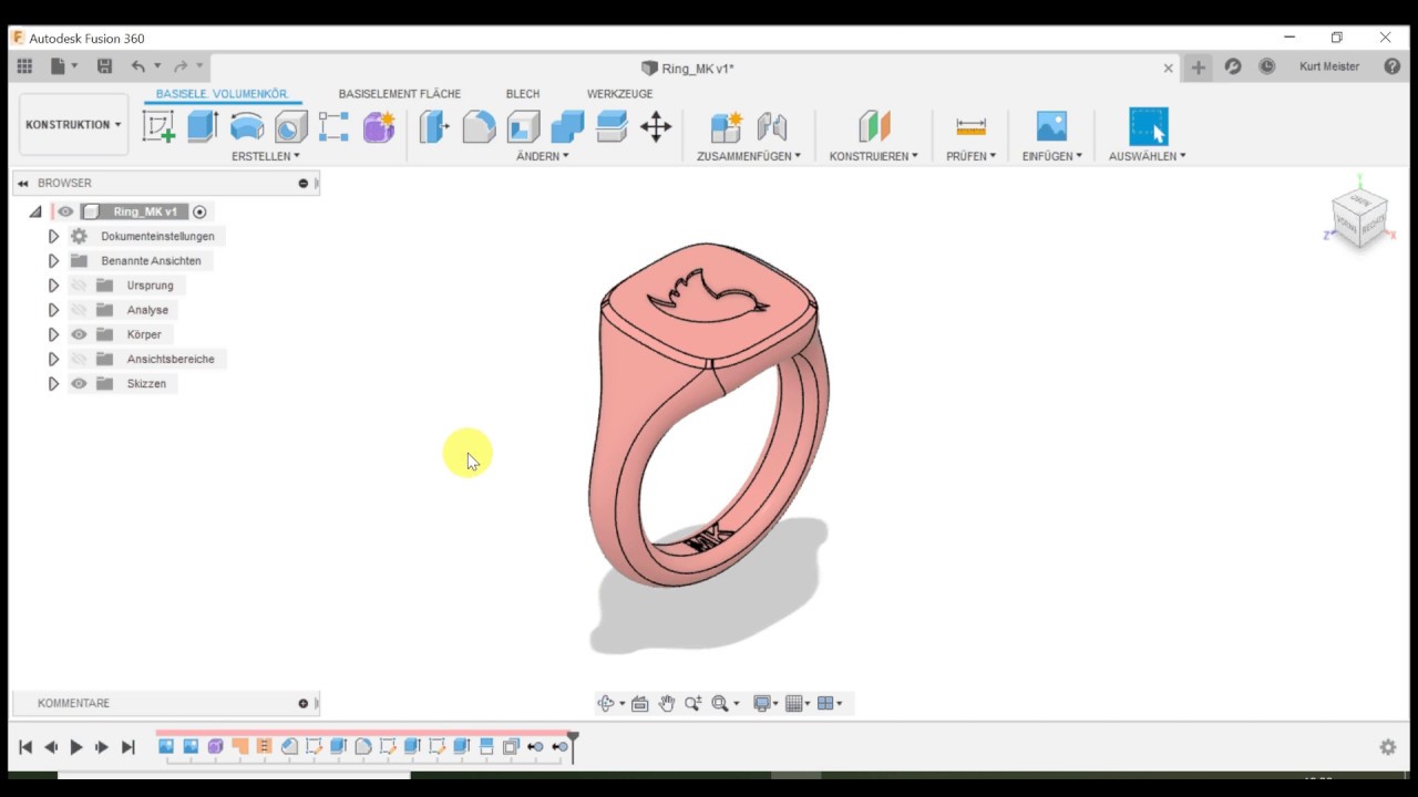 Fusion 360: Ring modellieren mit T-Splines - YouTube