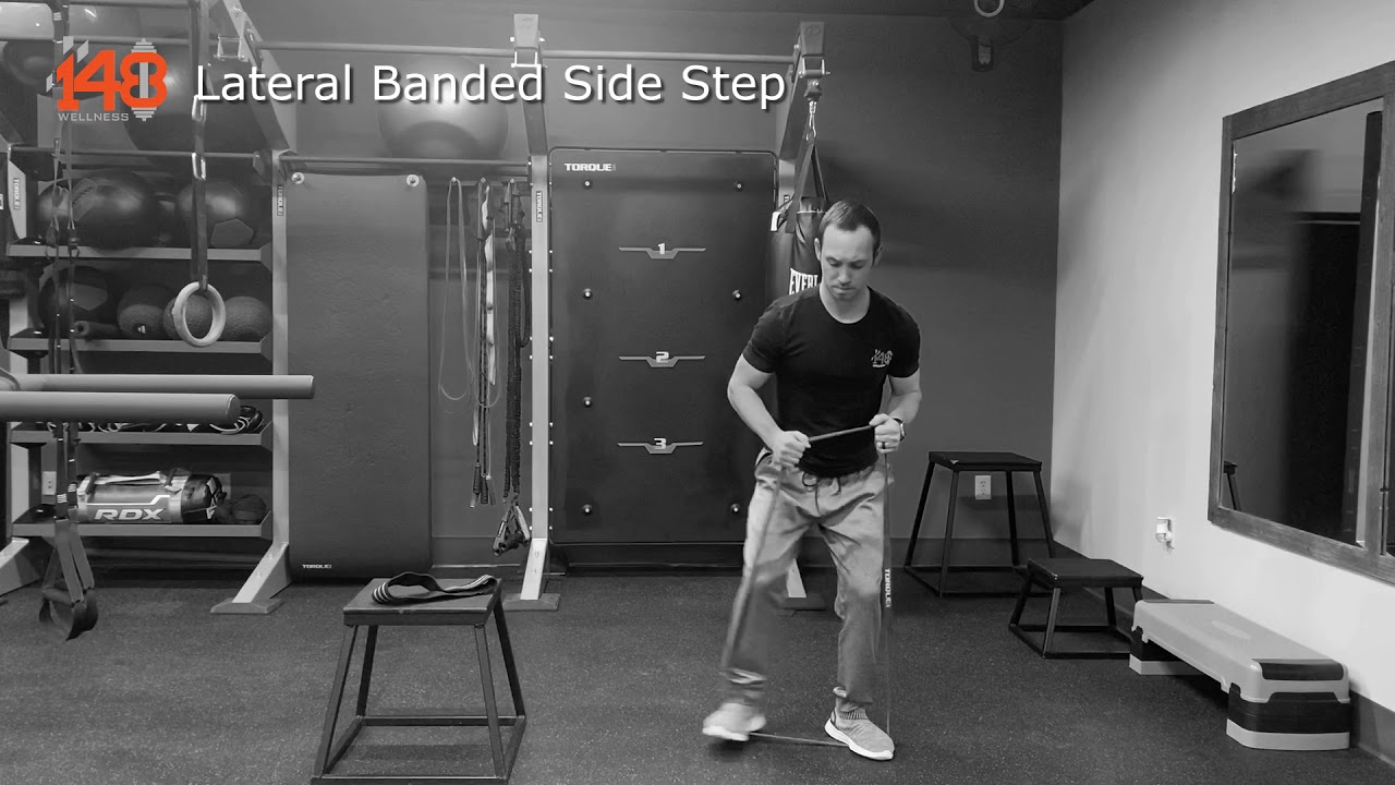Lateral Banded Side Step Exercise Demonstration - YouTube