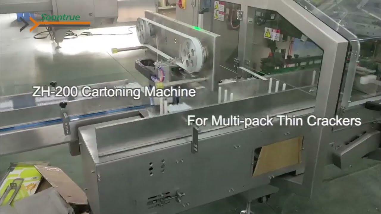ZH200 cartoning machine for multi-pack thin crackers - Soontrue Packaging Solutions - YouTube