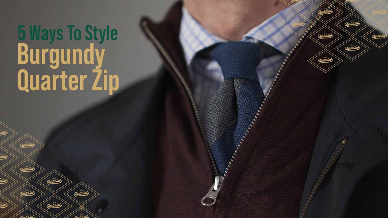 5 Ways To Style: Burgundy Quarter Zip - YouTube