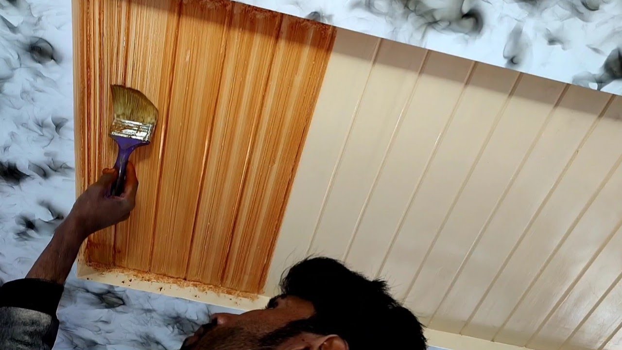 wood graining technique/ wood design on ceiling. - YouTube