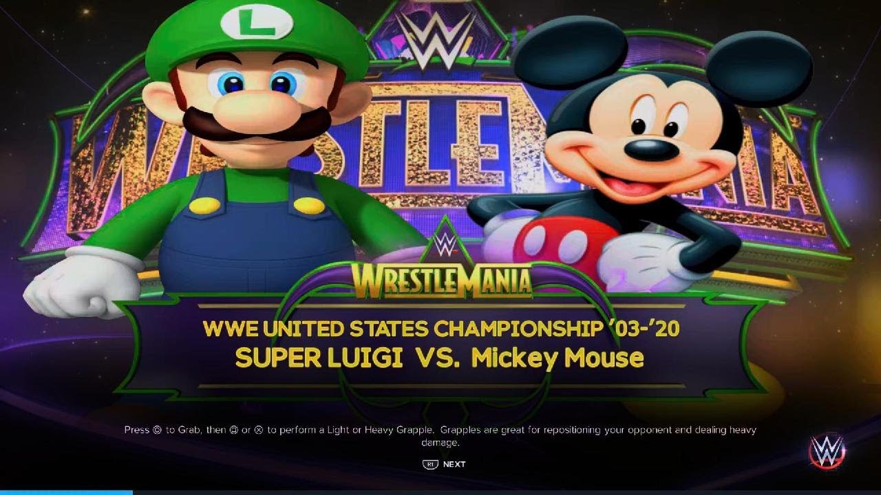 WWE 2K23 Luigi vs mickey mouse - YouTube