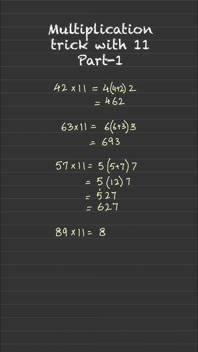 Multiplication with 11 Part-1 | Multiplication Tricks | Maths Tricks ... Multiplication with 11 Part-1 | Multiplication Tricks | Maths Tricks ...