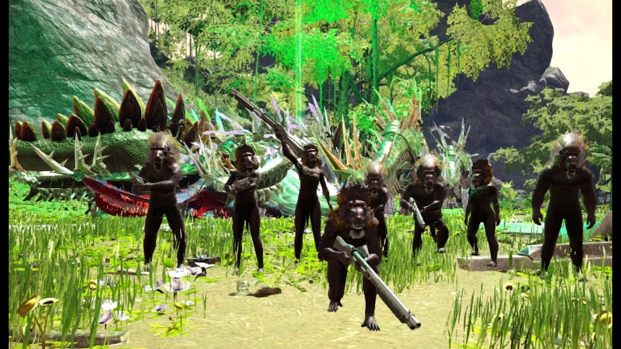 Lost island BOSS ALPHA PVE official (king dinopitecus) before cluster ...