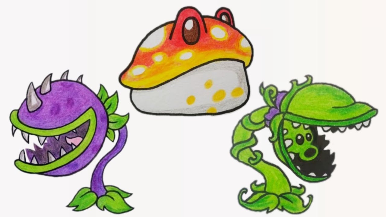 How to Draw Plants vs Zombies 2 Zombie Eater Plants - YouTube