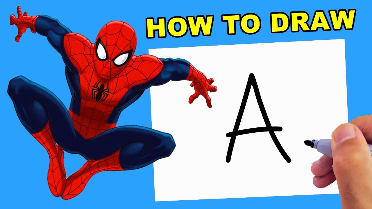 How To Draw Spiderman With Letter A Easy For Beginners - YouTube