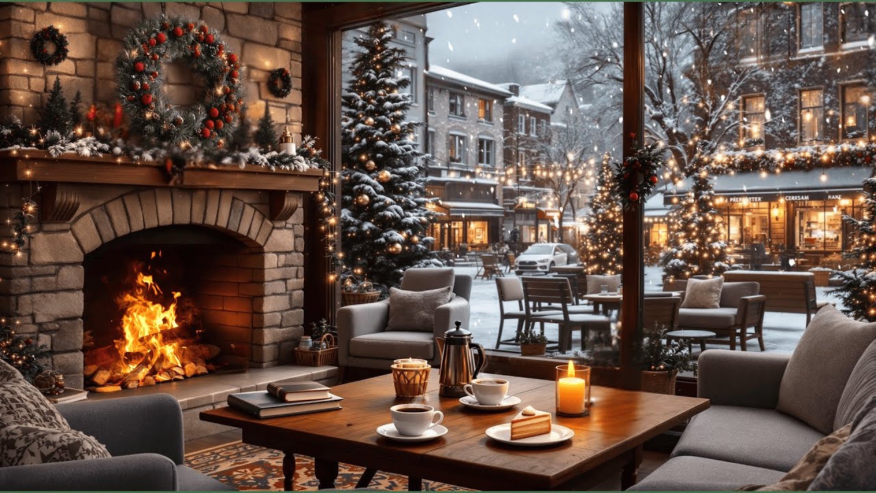 Cozy Winter Coffee Shop Ambience with Relaxing Christmas Jazz 🎄☕🧣 ...