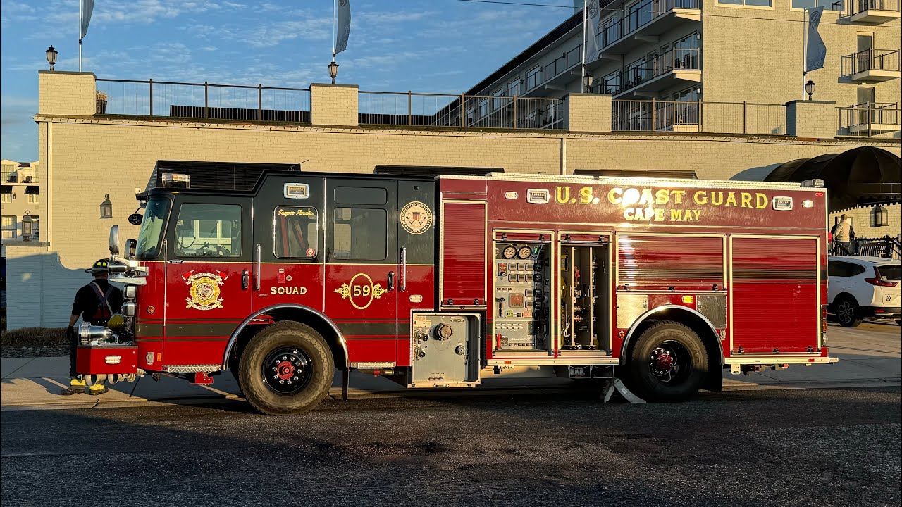 US Coast Guard Station Cape May Fire Department operating at a fire ...
