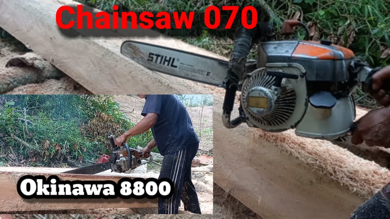 Proses belah papan dengan mesin/sinso kecil dan Chainsaw 070 - YouTube