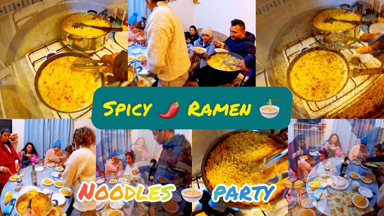 SPICY RAMEN NOODLES & EGG PARTY| FUN FAMILY AND FRIENDS |ROAD TRIP TO ...