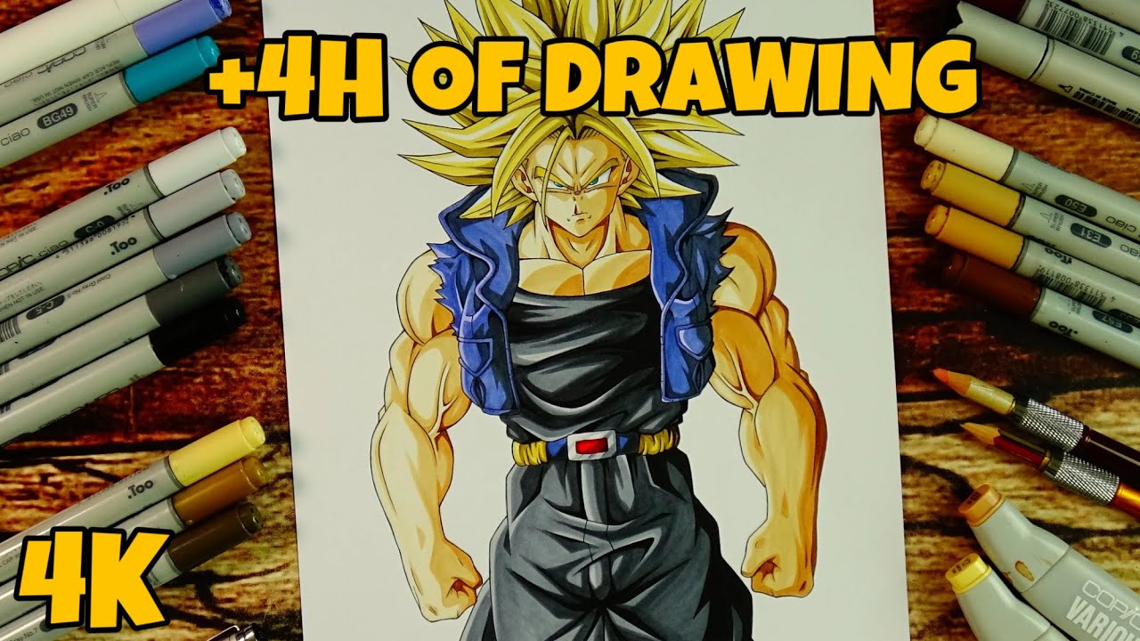 Drawing FUTURE TRUNKS in REAL TIME | 4K - YouTube