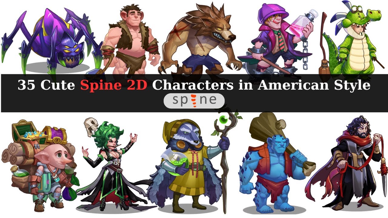 35 Cute Spine 2D Characters in American Style - YouTube