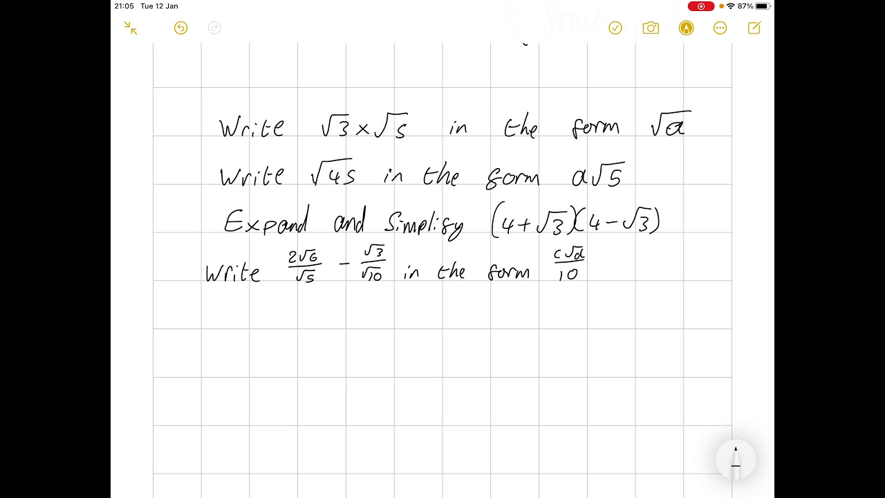 GCSE Maths Surds Revision 3 - Practice Questions - YouTube