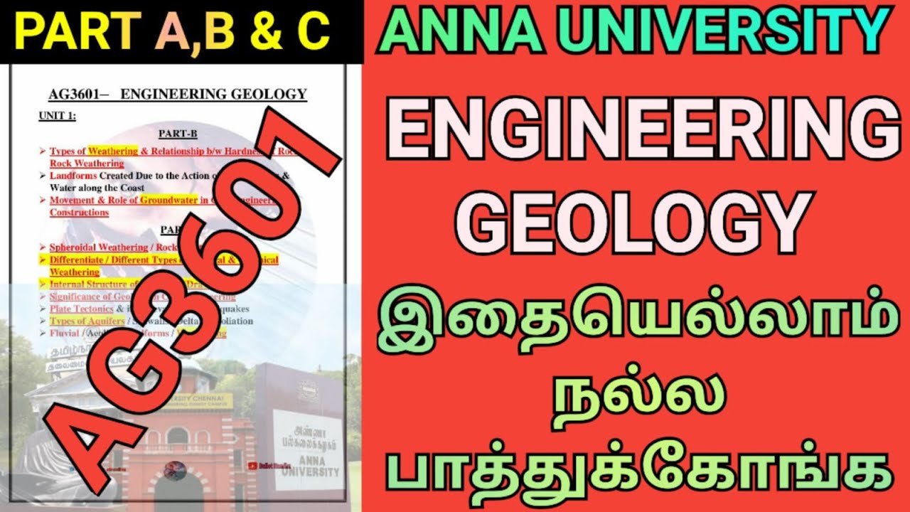 Engineering Geology Important Questions Anna University | AG3601 ...