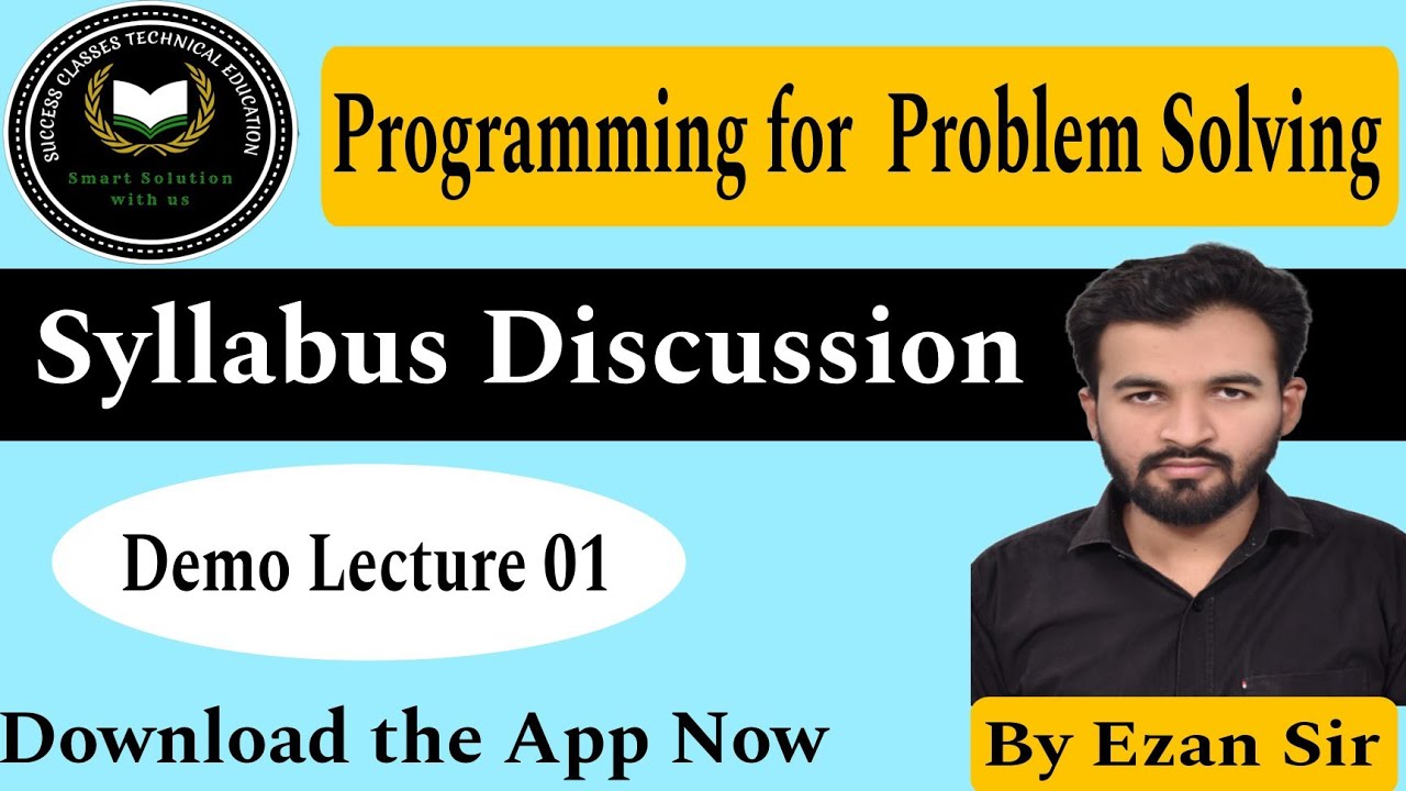 Programming For Problem Solving Demo Lecture 1 Syllabus Discussion 4063