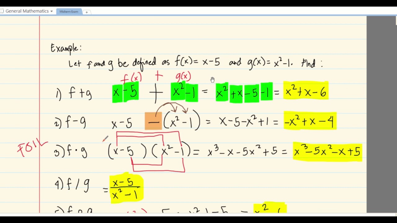 General Mathematics Operations of Functions Tutorial DepEd Senior High ...