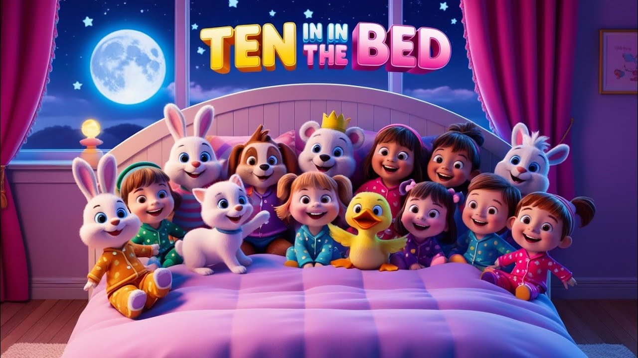 "🎶 Ten Friends in the Bed – A Fun & Catchy Kids' Nursery Rhyme! 🛏️ Sing ...