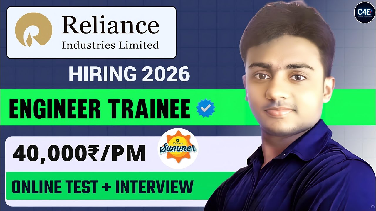 Reliance Industries Hiring 2026। Engineer Trainee। RIL Summer Internship 2026। Reliance get 2026 ...