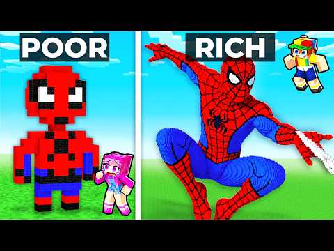 POOR VS RICH Spiderman Build Battle in Minecraft!