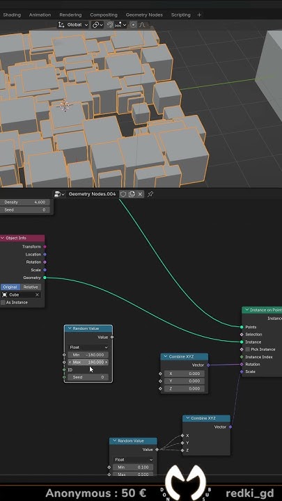 Blender : Random rotation Geometry Nodes - YouTube