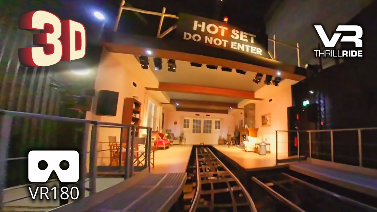 3D Unbelievable Movie Park Studio Tour - Lights on - Front Row POV Epic VR Roller Coaster VR180 ...