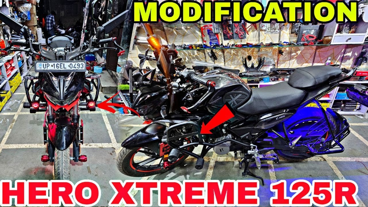 HERO XTREME 125R Colorful Unique Modification | Crash Guard | Body DRL ...