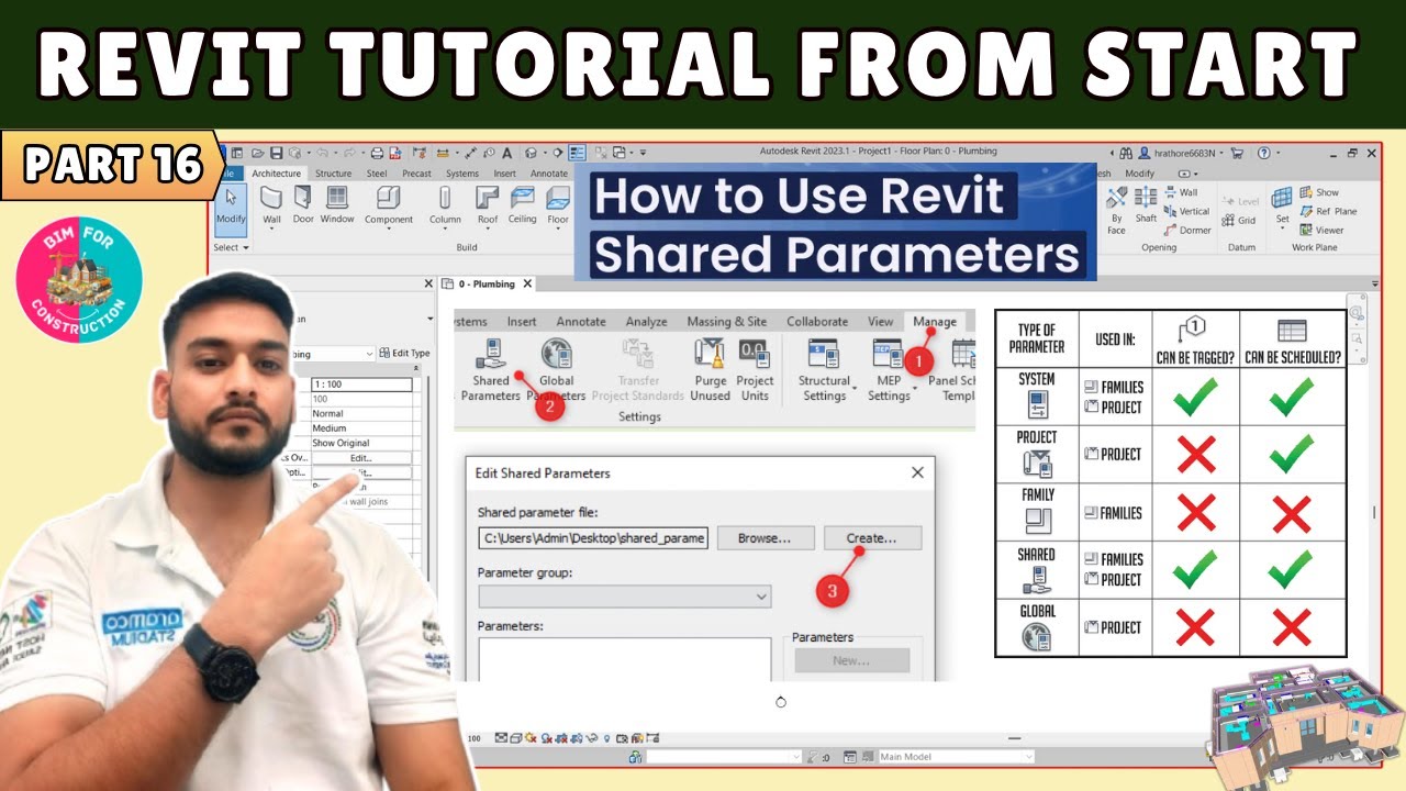 #16 Revit Tutorial: How to create Shared Parameters in Revit? - YouTube