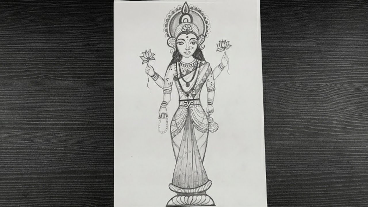 How To Draw Maa Laxmi Step By Step || Laxmi Ji Puja Drawing ...