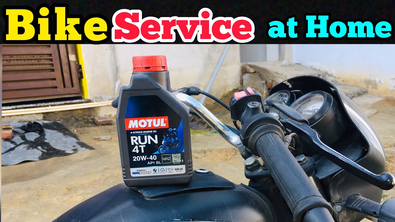 Bike service at home🛠|hero splendour service |motul run 4t|bike service ...