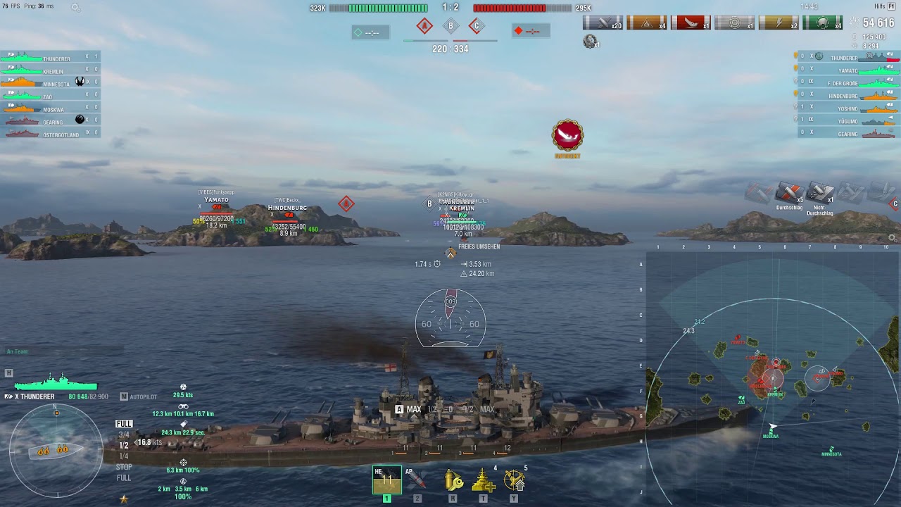 Thunderer sprint im noob team WOWS - YouTube