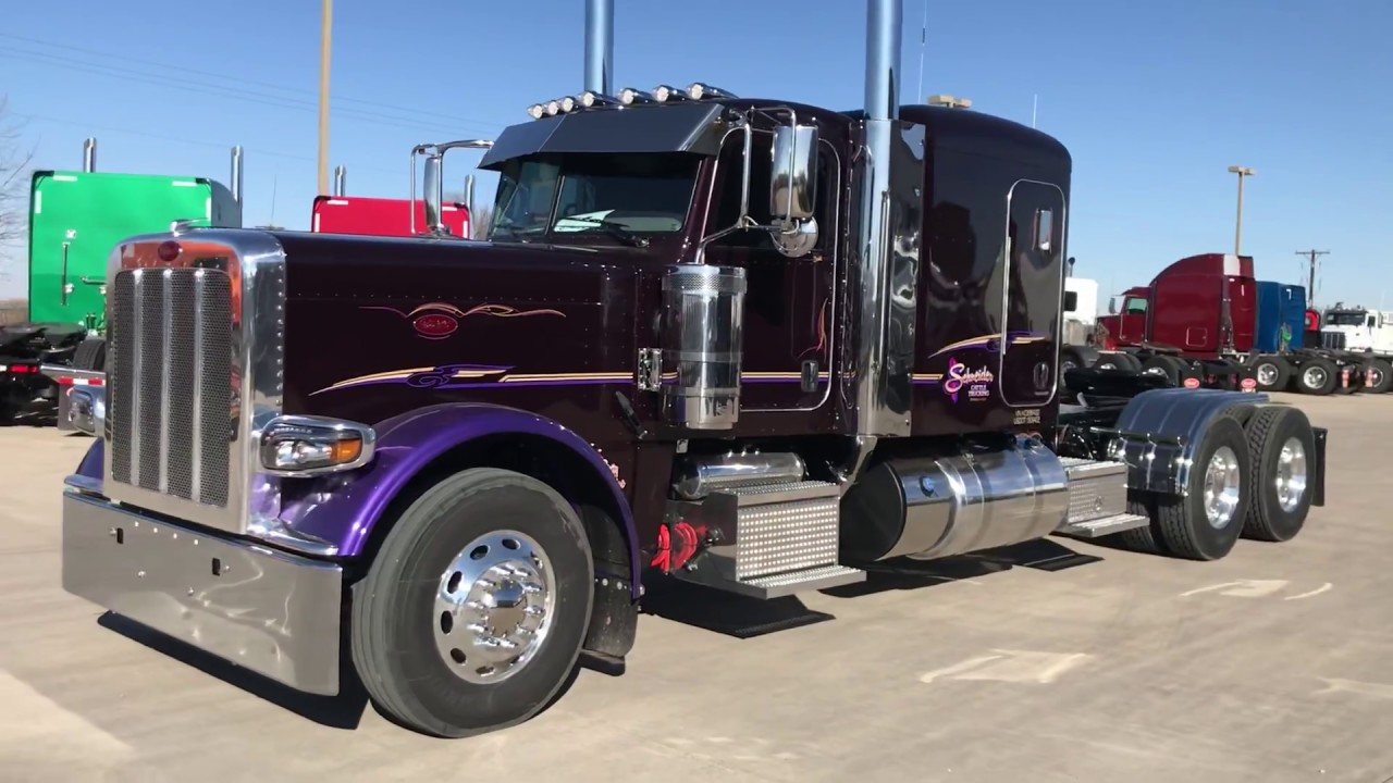 Beautiful 2019 Peterbilt 389 Black Cherry/Plum Crazy - YouTube
