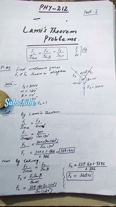 lami' theorem problems| lami's problems solution - YouTube