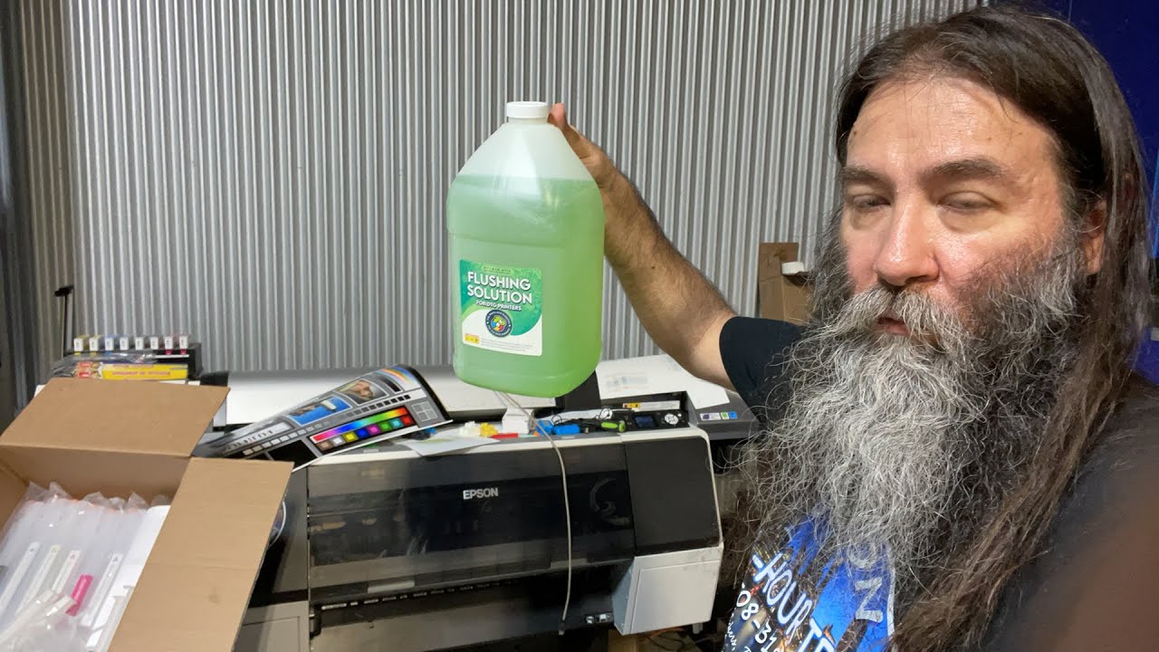 Flushing DTF ink from an Epson Commercial Printer - YouTube