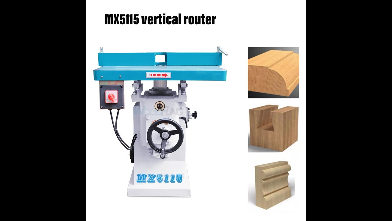 MX5115 woodworking wood edge trimmer vertical router machine - YouTube